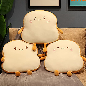 17“Toast Bread Pillow Funny Food Plush Toy Pillows Small Cute Stuffed Plush Toast Sofa Pillow for Kids Adults Gift Home Bed Room Decor (Toast Bread,Golden) …