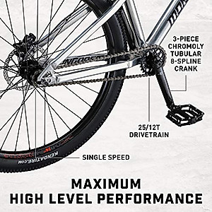 Mongoose Fireball Dirt Jump Mountain Bike, 26-Inch Wheels, Mechanical Disc Brakes, Chrome