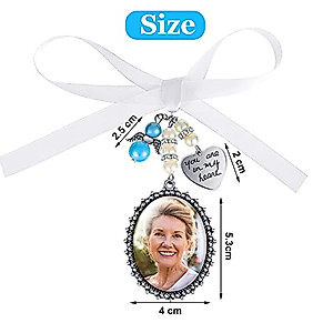Wedding Bouquet Charm Bouquet Charms for Wedding Memory Bridal Lacy Oval Bridal Charm Bride Angel Charm Memorial Photo Charm You Are Always in My Heart Charm for Bridal Party (Single Pendant Style)
