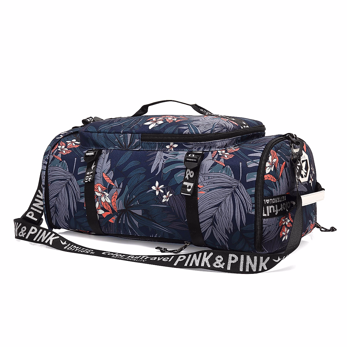 Kalesi Floral Gym Duffle Bag Backpack 4 ways for Women Waterproof with Shoes Compartment for travel Sport Hiking laptop College Lightweight