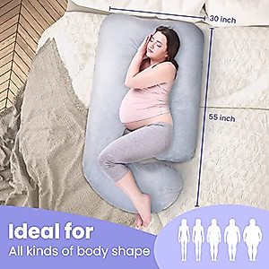 Pregnancy Pillows for Sleeping - U Shaped Full Body Pillow Support, 57inch Cooling Maternity Pillow for Pregnant Women, Support for Belly, Back, Legs. Pregnancy Gifts & Pregnancy Must Haves for Adult