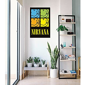 Nirvana - Music Poster (4 Colored Smileys - Logos) (Size: 24" x 36")