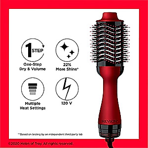 REVLON One-Step Volumizer Original 1.0 Hair Dryer and Hot Air Brush, Red