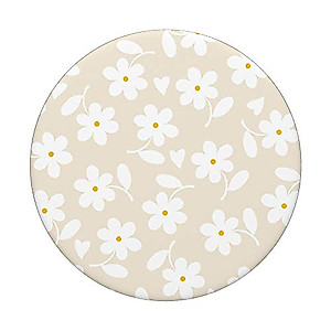 Magnolia White - White Daisy Flower Floral Heart Leaves PopSockets Swappable PopGrip