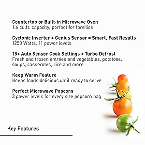 Panasonic NN-SN76LS 1.6 cu.ft Cyclonic Inverter Countertop Microwave Oven 1250Watt Power with Genius Sensor Cooking, Stainless Steel