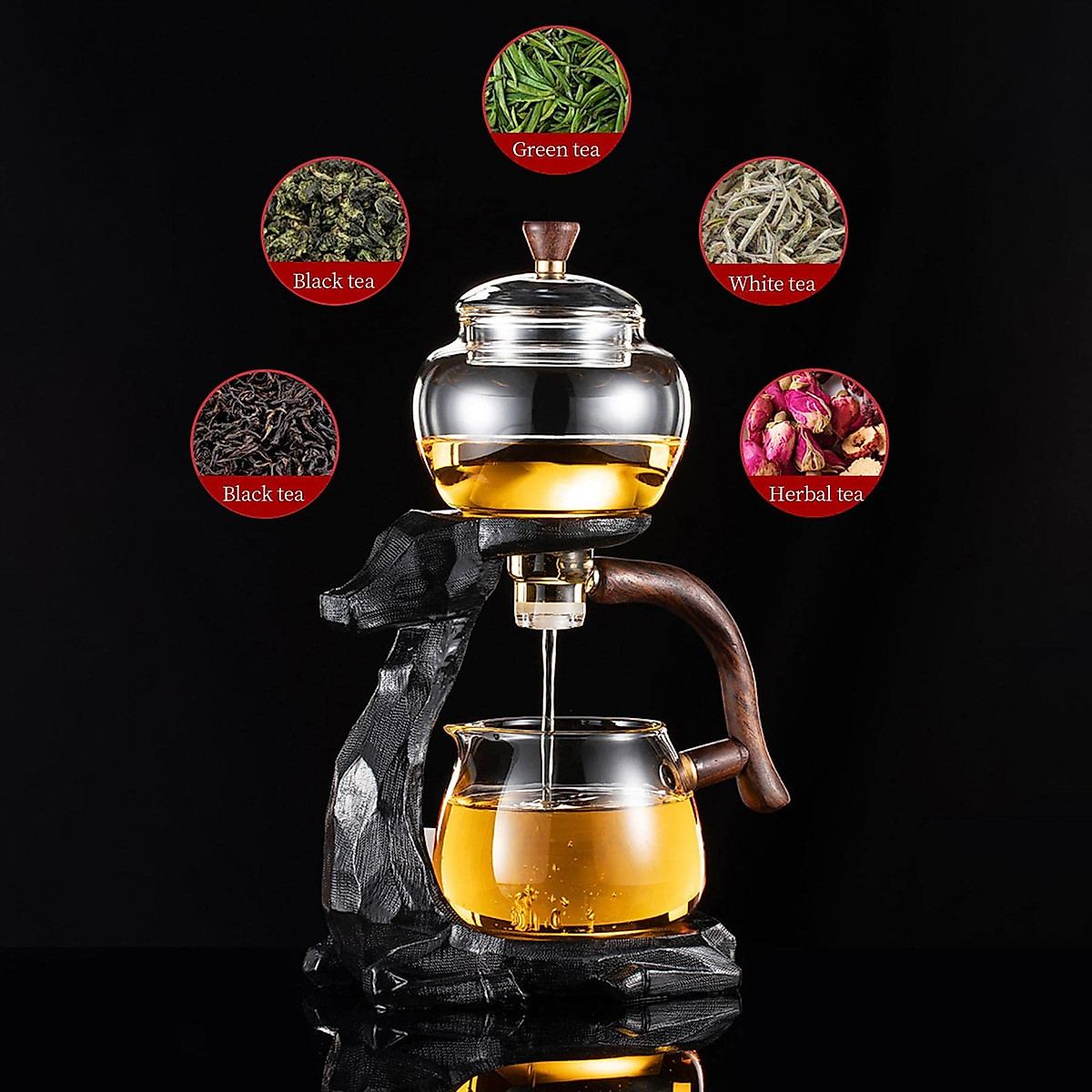 Homyl Glass Automatic Set Drip Pot Infuser Tea Drip Pot Tea Making Oolong Tea Maker Automatic Tea Set for Home