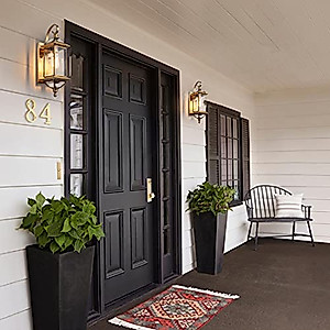 GAZELIGHTING Copper Outdoor Lights Wall Mount 18.5" H Porch Light Oil Rubbed Brass Exterior Light Fixture with Clear Glass,Outside Lighting for Patio, Garage, Frontdoor 1 Pack,Bulb Not Included