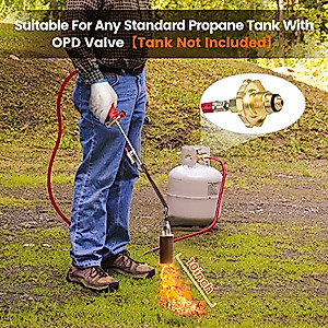 ANBULL Propane Torch Weed Burner, Outdoor Flame Thrower with 6.5FT Hose and Push Button Igniter, High Heat Output 500,000BTU Flame Weeder Kit for Weed, Snow, Charcoal, Asphalt