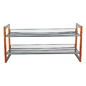 Organize It All Stackable Shoe Storage Rack | Dimensions: 12.75 x 35.25 x 33.46 inches | 4 Shelves | Holds 16 Pairs | Freestanding | Space Saver | Durable | Home Organization | Grey