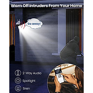 MUBVIEW 2K Security Camera Outdoor, Security Cameras with 360° PZT View, 2.4G WiFi Wired Home Surveillance Cameras, Color Night Vision, Motion Detection, Siren, 2 Way Talk, 24/7, Works with Alexa