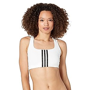 adidas Women's Training Medium Support Better 3-Stripes Bra, Core White, Small A-C