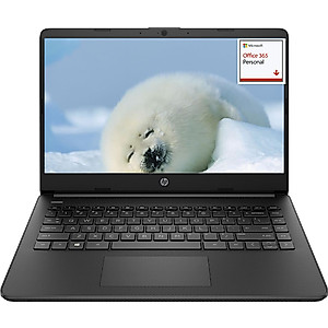 HP Newest 14Inch Ultral Light Laptop, Intel Quad-Core N4000 Series Processor, 8GB RAM, 64GB eMMC, 1 Year Office 365, Webcam, HDMI, WiFi, USB-A&C, Win 11+GM Accessory Jet Black