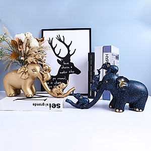 RahTune Elephant Statue, Elephant Figurines, Elephant Home Decor, Decorations for Home (Gold)