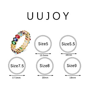 UUJOY 18K Gold Plated Cubic Zirconia Oval Cut Eternity Ring Engagement Ring for Women