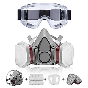 KIHIGHPO Dust Face Cover M401 Paint Face Cover,for Painting,Dust,Particulate,Machine Polishing,Welding and Decoration,with Safety Goggle & 8 packs Filter Cotton