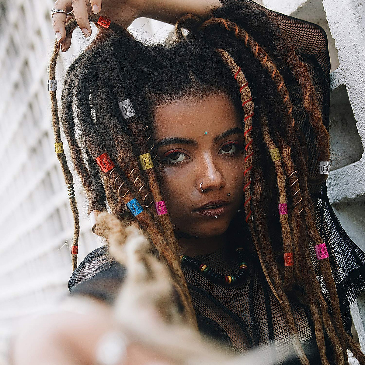 162 Pieces Hair Accessory Set - 12 Braiding Strings for Hair and 150 Metal Cuffs in Colorful Designs