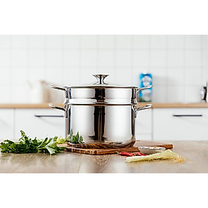 Prime Cook 6.4 QT Stainless Steel #304 Stock Pot with Steamer Insert