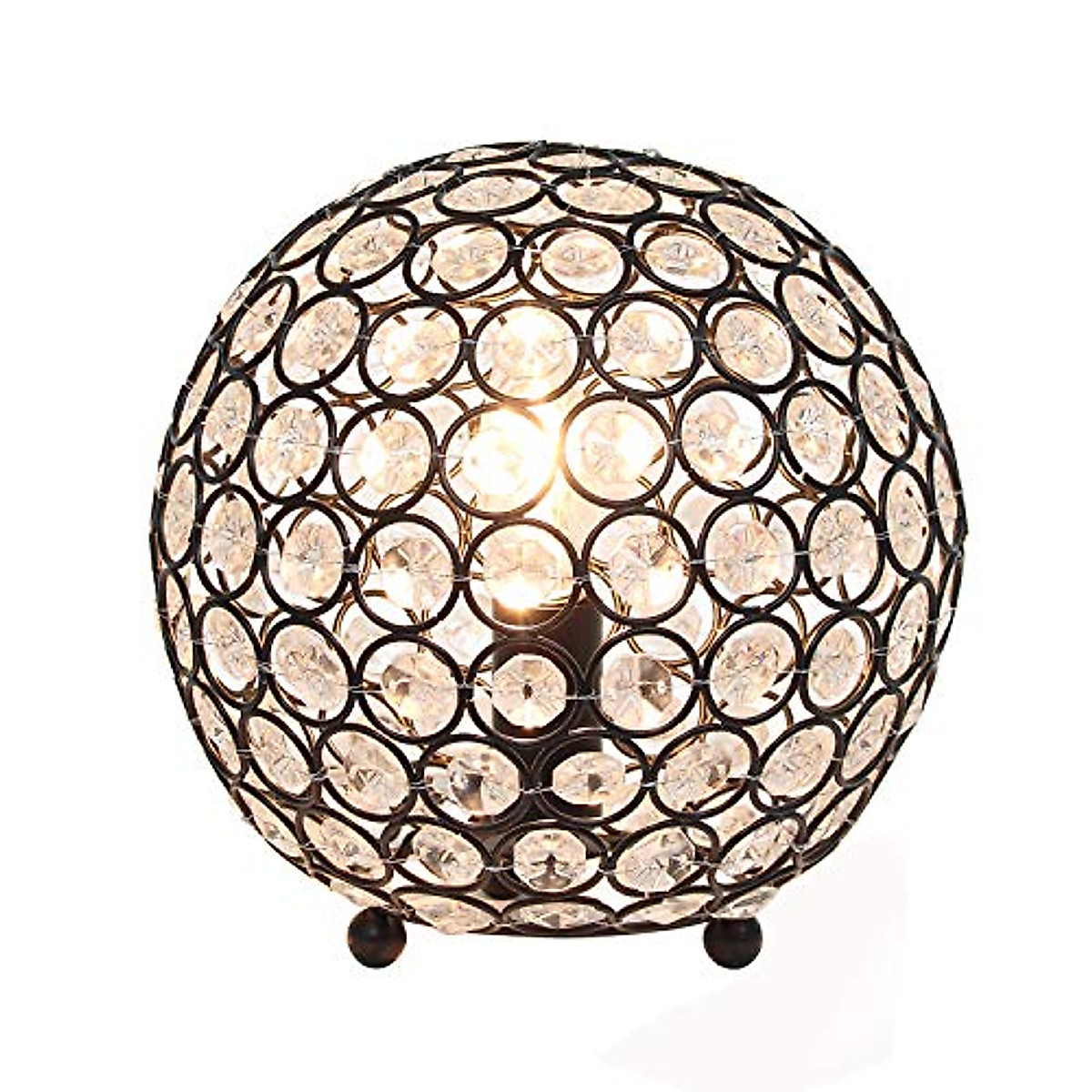 Elegant Designs LT1026-RBZ 8" Elipse Crystal Collection Metal Crystal Ball Sequin Table Desk Lamp for Accent Lighting, Décor, Living Room, Restoration Bronze