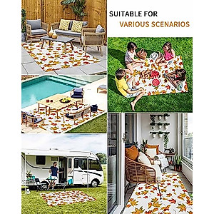 Fall Maple Leaf Outdoor Area Rug 4'x6',Patio Balcony Porch Front Door Camping Camper Deck Runner Rug,Washable Carpet Indoor Living Room/Kitchen,Hallway Floor Mat Thanksgiving Autumn Orange Leaves