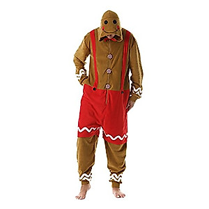 #FollowMe 6446-S Men's Adult Onesie/Mens Pajamas, Gingerbread Man, Small