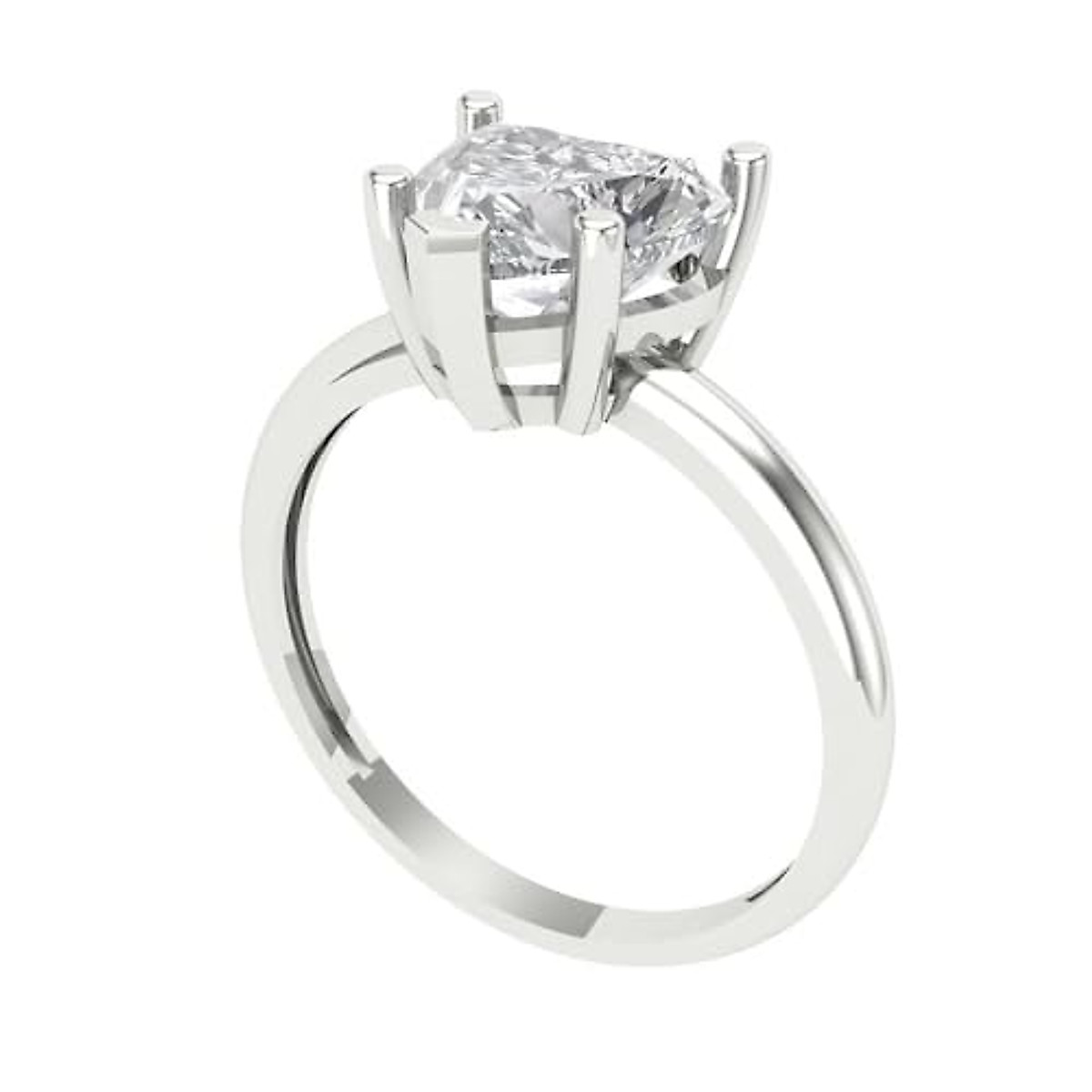 Clara Pucci 2.0 ct Heart Cut Solitaire Moissanite 5-Prong Engagement Wedding Bridal Promise Anniversary Ring 18K White Gold Size 6.75