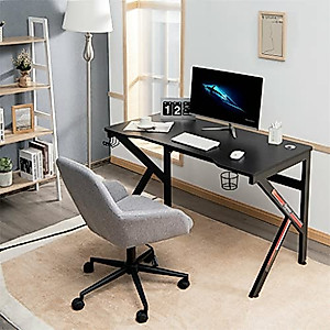 MJWDP 48" K Shape Gaming Desk Computer Desk with Cup Holder and Headphone Hook Home Office Writing Study Desk