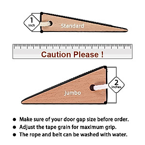 Door Wedge Stopper for Bottom of Door, Large Tall Wooden Door Wedge, Door Stop Wedge, Wood Door Stopper Wedge, Fitting for Door Gap Under 2 Inches, 2 Pack Black.