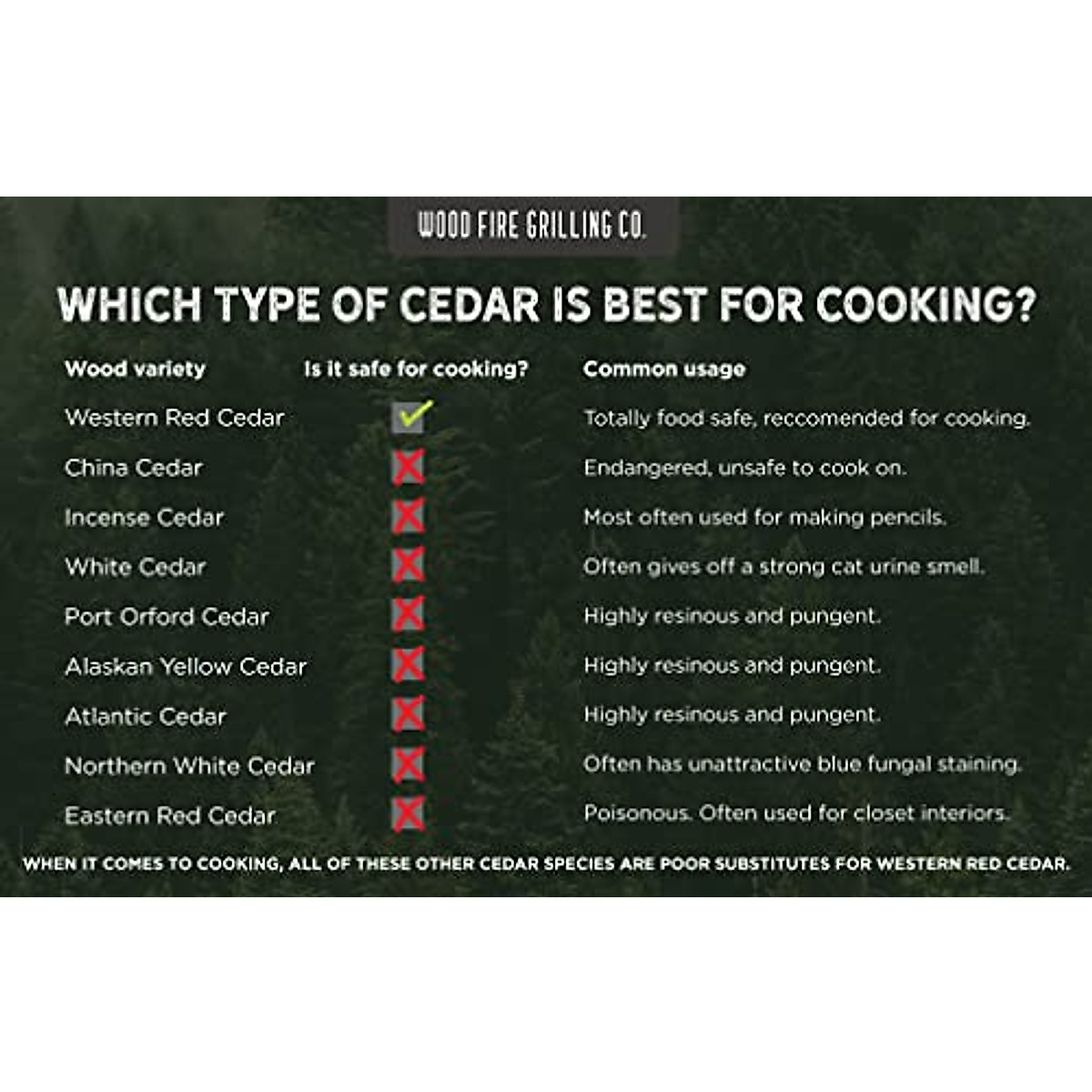 6 Pack Cedar Grilling Planks for Salmon and More. Sourced and Made in The USA.