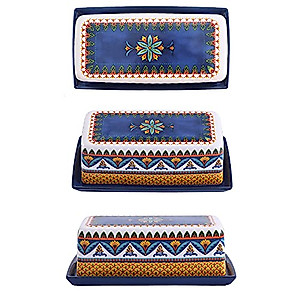 Bico Havana Ceramic Butter Dish with Lid, Butter Keeper for Counter, Kitchen, Dishwasher Safe