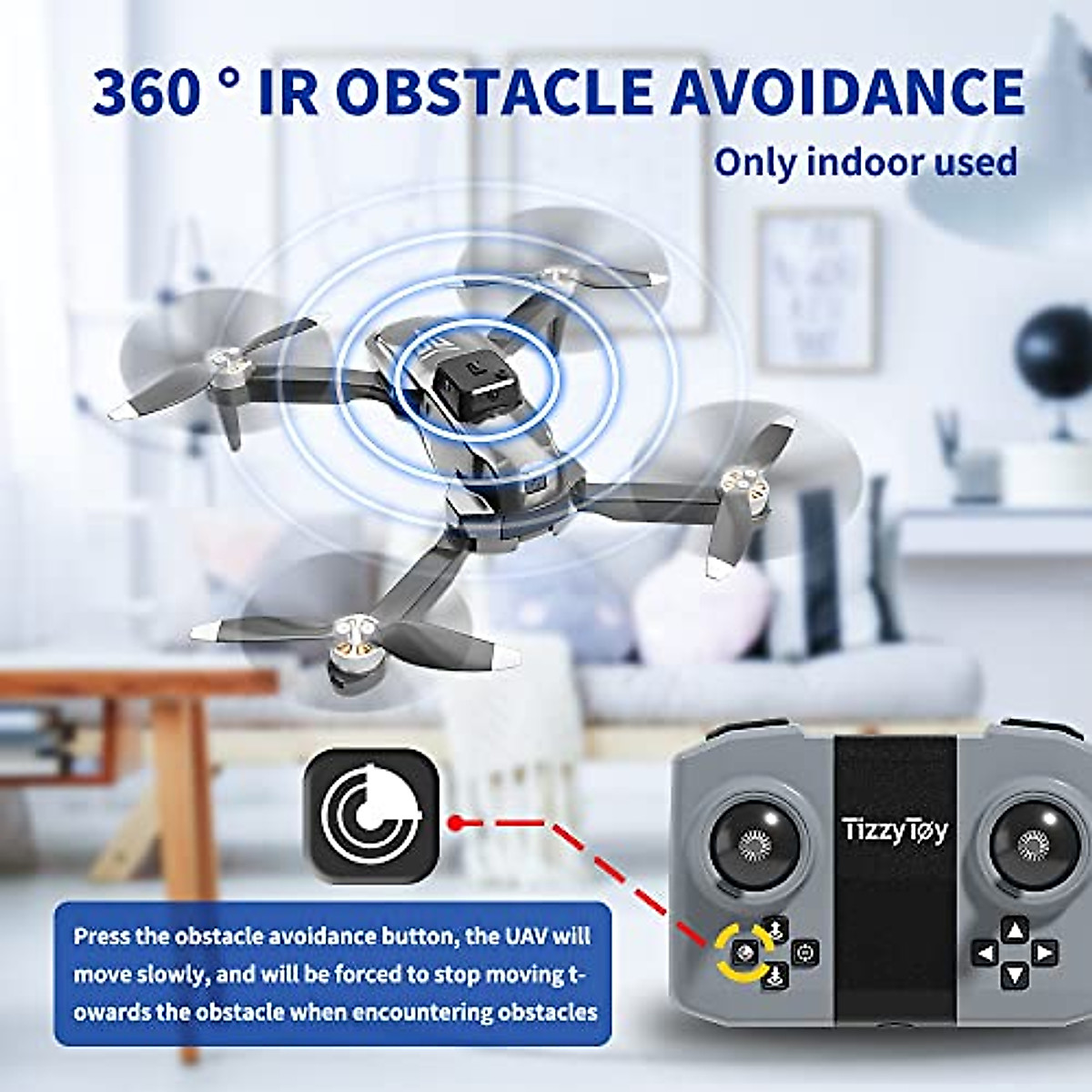 Brushless Motor Drone with Camera-4K FPV Foldable Drone with Carrying Case,2 batteries provide a total of 40 mins of battery life,120° Adjustable Lens,One Key Take Off/Land,Altitude Hold,360° Flip,Toys Gifts for Kids and Adults,Upgrade WiFi Transmission,O