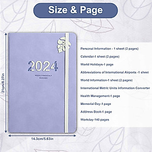 2024 Planner Weekly and Monthly, 2024 Planner 5.6" x 8.3", Academic Planner 2024,Planner Notebook with 12 Stickers,Appointment Books & Planners,Calendar Planner Jan. 2024 - Dec. 2024 (Purple 1)