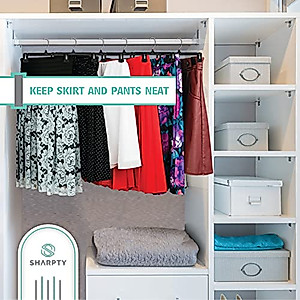 Sharpty Pant & Skirt Hangers - Closet Hangers for Shorts, Shirts, Jeans, Dresses, Slacks, Coats, Clothes, Clothing, Garments & More - Durable, Space Saving & Non-Slip, Black - 10 Pack