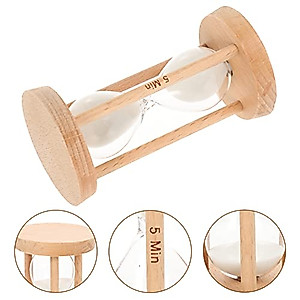 Luxshiny Home Decor Hourglass Timer 5 Minute Wooden Sand Timer Decorative Sandglass Wooden Frame Sand Clock for Home Desk Office Kitchen Decor White Office Decor