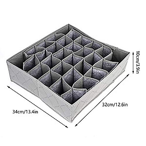 SALUTUYA Sock Drawer Organizer Divider, Underwear Organizer Durable 30 Grids Soft Foldable for Storing Underwear Bra for Bedroom