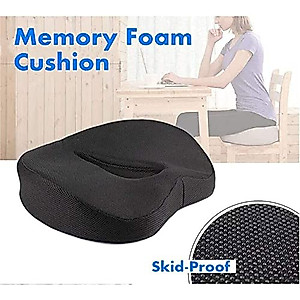 EYEARN Seat Cushion for Office Chair, Memory Foam Coccyx Cushion Relieve Tailbone, Lower Back, Hip, Sciatica Pain, Ergonomic Seat Pad for Car, Wheelchair, Desk Chair and Sitting on Floor,Durable and n