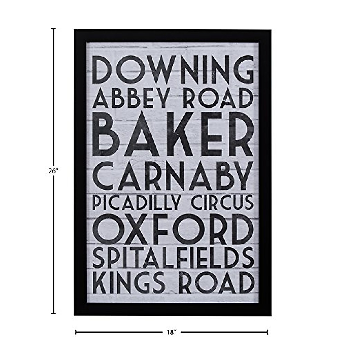 Amazon Brand – Stone & Beam Modern Black & White London Street London Street Names Print Wall Art, Black Frame, 18" x 26"