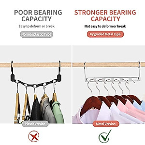 Space Saving Hangers, 10 Pack Metal Hanger Organizer, Space Saver Hangers, Collapsible Hangers for Heavy Clothes, Magic Hangers for Closet Organization and Storage, College Dorm Room Essentials