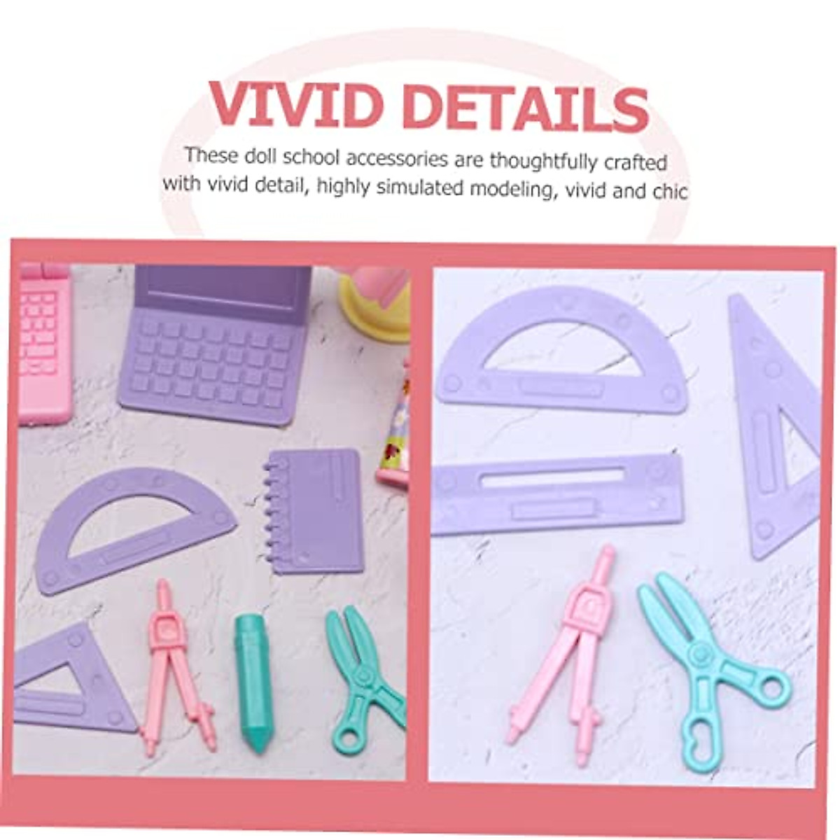 Totority 2 Sets Model Laptop Prop Mini Food Head Props Halloween Toys Laptops Landscape Village Animated Scence School Tiny of Girl for Doll Sand House Supplies Gift Photo Kids