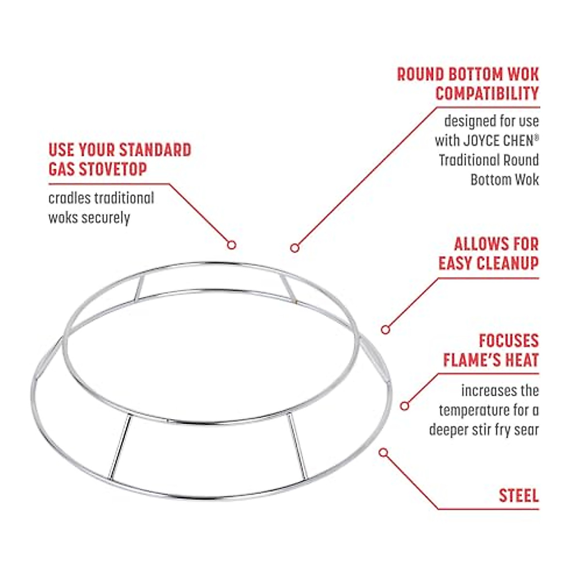 JOYCE CHEN Wok Ring for Pairing with Traditional Round Bottom Woks