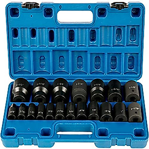 VEVOR Impact Socket Set 1/2 Inches 19 Piece Impact Sockets, 1/2 Inches Drive Socket Set Impact 6-point Hex Sockets Standard SAE (3/8 Inches to 1-1/2 Inches) Standard Socket Assortment