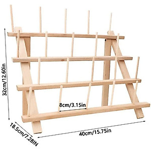 20 Spool Foldable Wooden Thread Rack Holder,Spool Cone Bobbins Stand Thread Organizer Wall Mount Yarn Storage Spool Holder Machine Sewing Embroidery Quilting Storage Holder,Sewing Craft Tools
