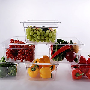 EASYROSE 6-Pack Food Pan Half Size Clear Polycarbonate Food Pans 4" Deep Commercial Hotel Pans for Party, Restaurant, Hotel