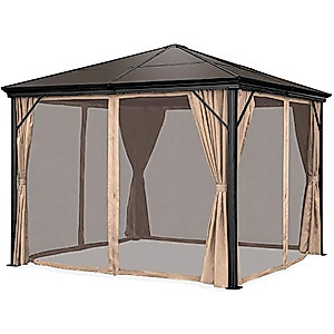 Best Choice Products 10x10ft Hardtop Gazebo, Outdoor Aluminum Canopy for Backyard, Patio, Garden w/Side Curtains, Mosquito Netting, Zippered Door
