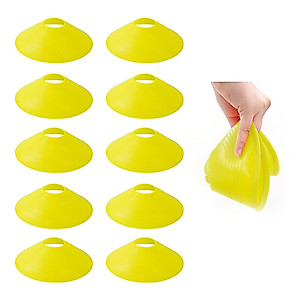 TNZMART Agility Ladder and Disc Cones Training Set Adjustable Rungs Training Ladder with 10 Plastic Sport Cones for Training (Yellow, 6 Hurdles)