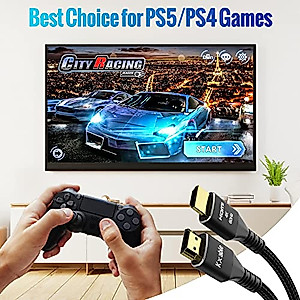 4K HDMI Cable 25 Feet (5 Pack), Ultra HD HDMI 2.0 Cable, Nylon Braided & Gold-Plated Connectors, 4K @ 60Hz, 2K,1080P, HDCP 2.2, ARC, Bulk HDMI Cables for Laptop, Monitors, HDTV, PS5, Xbox One & More