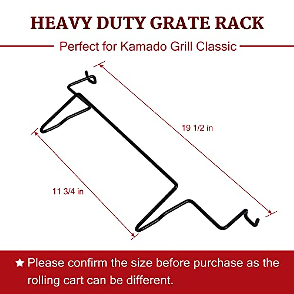 KAMaster Grate Rack for Kamado Grill Classic Grills Powder Coated Steel Perfect Accessory to Store Grill Grate or Plate Setter/Store Grate Rack While Lighting Grill (Large)
