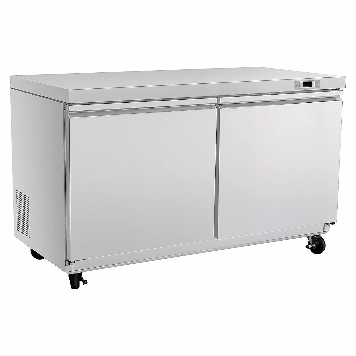 DUURA DUF48 Commercial Undercounter Freezer with Two Stainless Steel Doors Swivel Casters and Epoxy Coated Wire Shelf, 11.1-Cu.Ft., Metallic