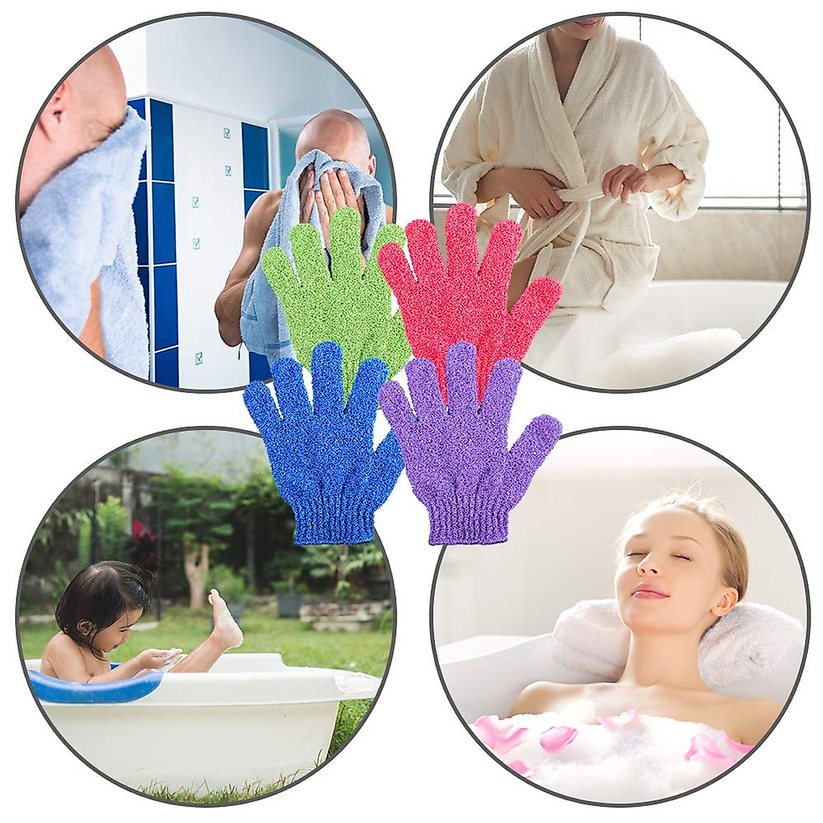 Duufin 14 Pairs Exfoliating Gloves Bath Gloves Body Wash Mitt Scrubbing Exfoliator Glove for Shower, Spa, Massage, Body Scrub, Dead Skin Cell Remover