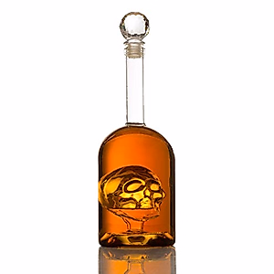 Skull Decanter in Bottler Skull Head by The Wine Savant 750ml, Skull Bottle Skull Face Enlarges with Whiskey, Tequila, Bourbon Scotch or Rum - Great Gift for Any Bar!