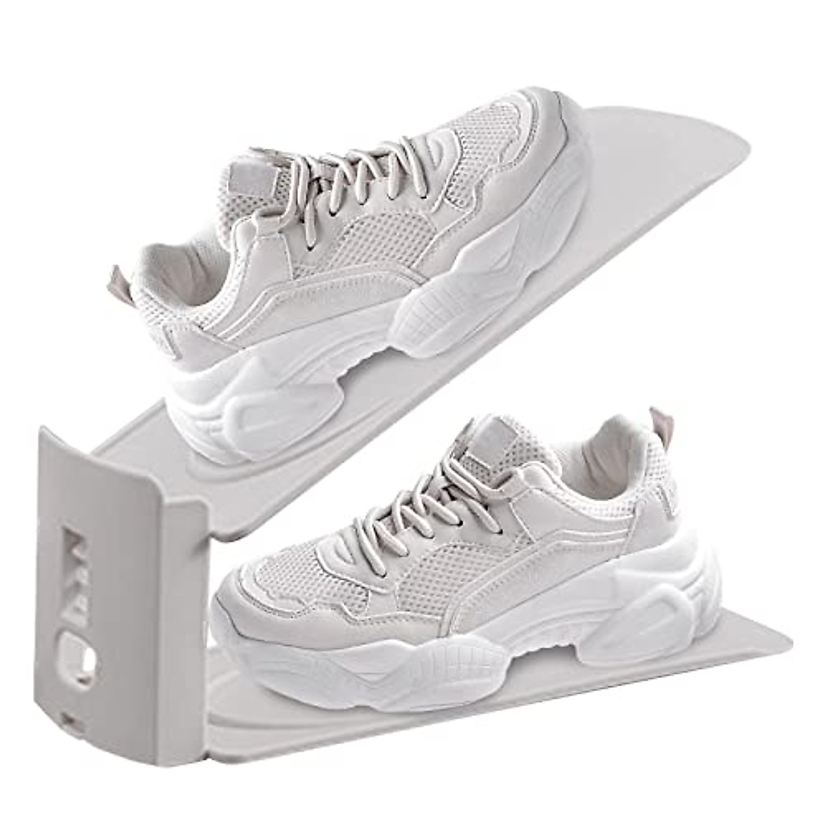 NULYUNZE Double Layer Shoe Slot Organizer - Flexible Built-in Design Shoe Storage Rack - Double Layer Shoe Rack Organizer Holder Dustproof